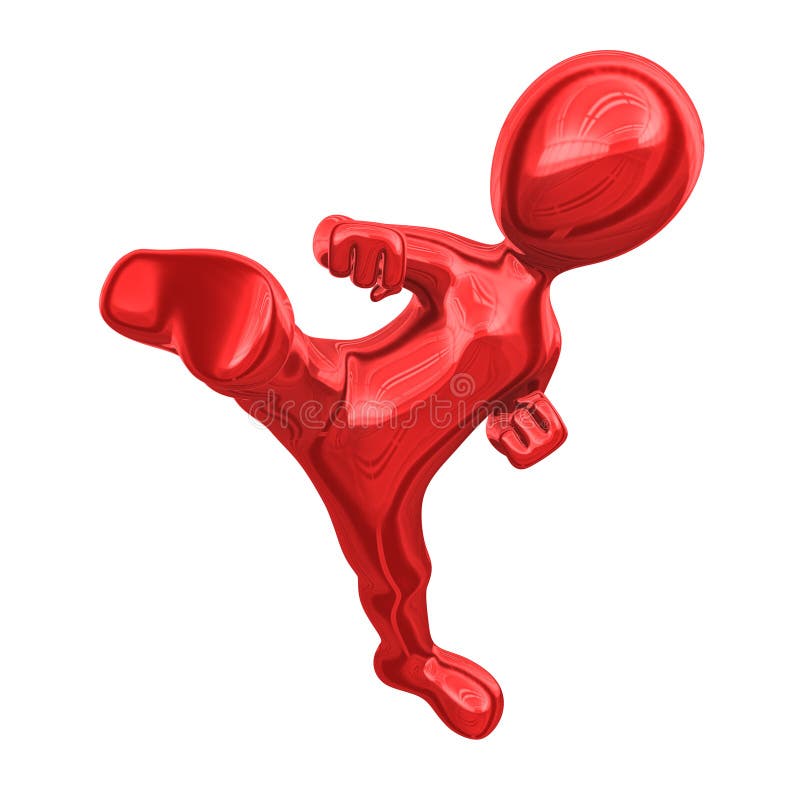 3d Man Makes a Kick. Red Fighter. Stock Illustration - Illustration of ...