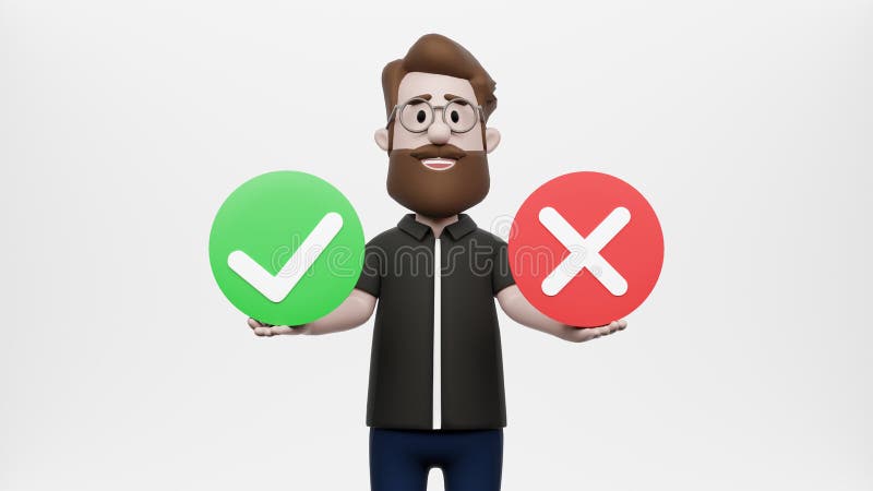 3D Man Making Choice Decision Stock Illustration - Illustration of ...