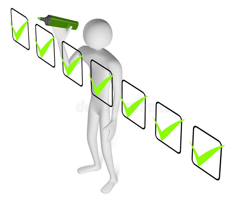 ï»¿3d Man with Marker Drawing X in Checklist Stock Illustration ...