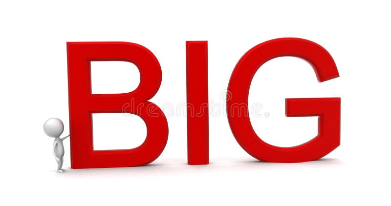 3d Man and a Massive Big Text Concept Stock Illustration - Illustration ...