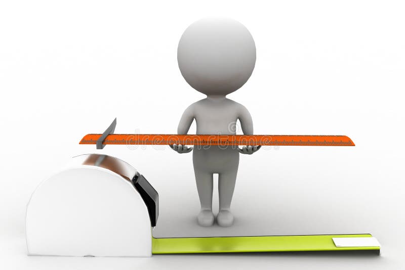 3d Man With Measuring Scale And Tape Stock Illustration - Illustration ...