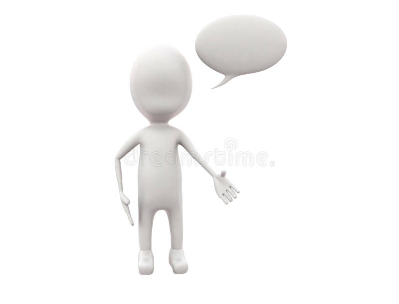 3d Man with Message Bubble Concept Stock Illustration - Illustration of ...