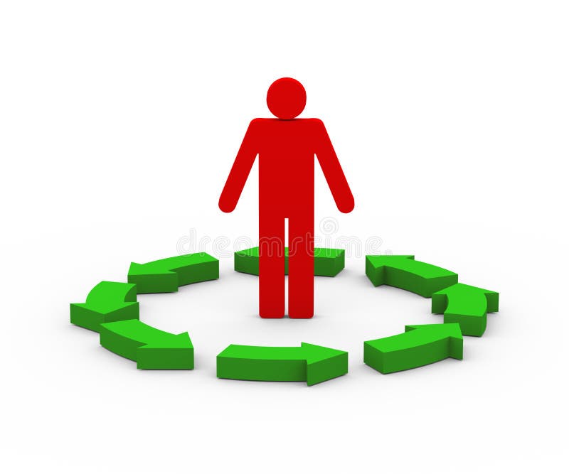 3d Man and Moving Circular Arrows Stock Illustration - Illustration of ...
