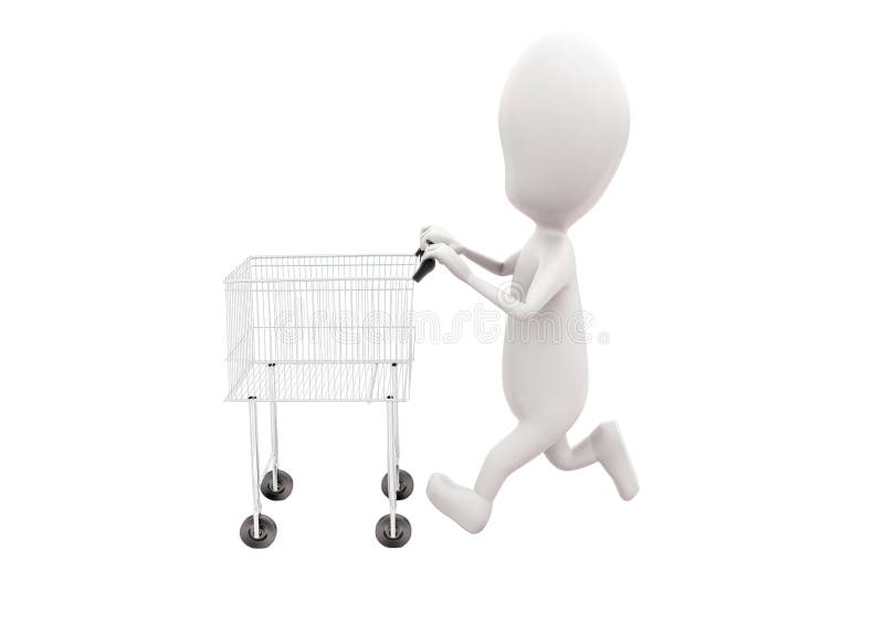 3d Man Moving Trolley Concept Stock Illustration - Illustration of ...