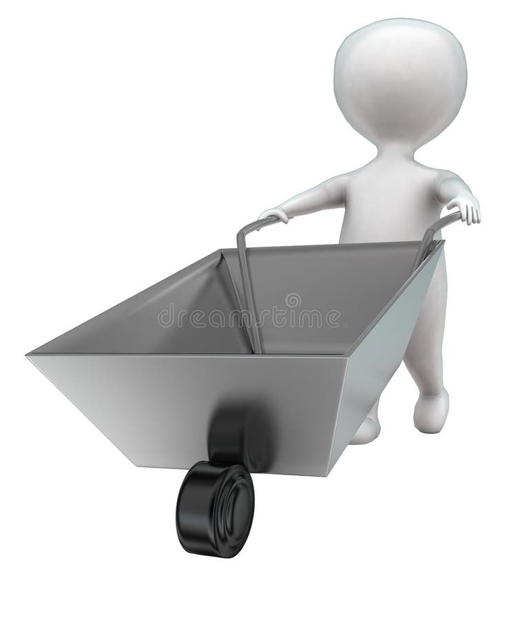 3d Man Moving Trolley Concept Stock Illustration - Illustration of ...