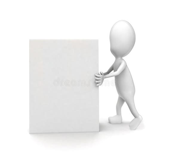 3d Man Moving a White Box Concept Stock Illustration - Illustration of ...