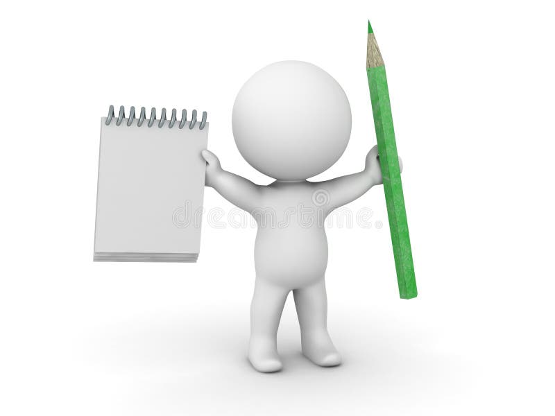 3D white people. Notepad stock illustration. Illustration of page ...