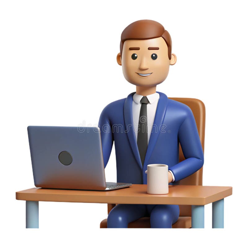 3d man at the office stock illustration. Illustration of adult - 16394706