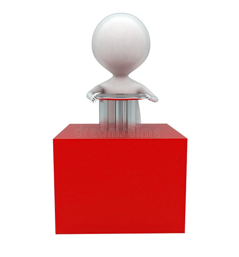 3d Man Opening a Box Locker Concept Stock Illustration - Illustration ...