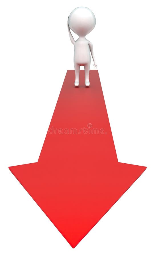 3d Man Over Red Arrow Concept Stock Illustration - Illustration of ...