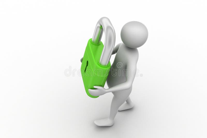 3d Abstract Security Person with Green Shield Stock Illustration ...
