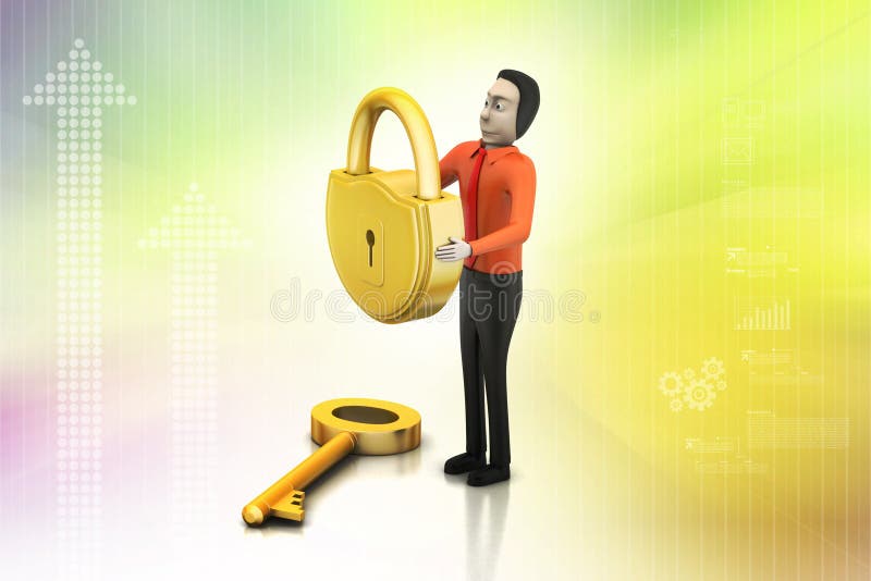 3d Man Security Padlock Stock Illustrations – 1,374 3d Man Security ...