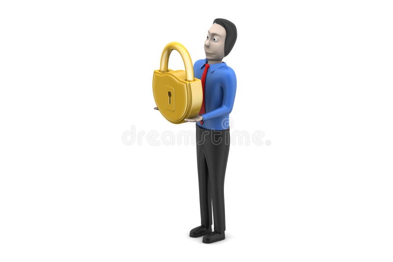 3d man with padlock stock illustration. Illustration of lock - 53778484