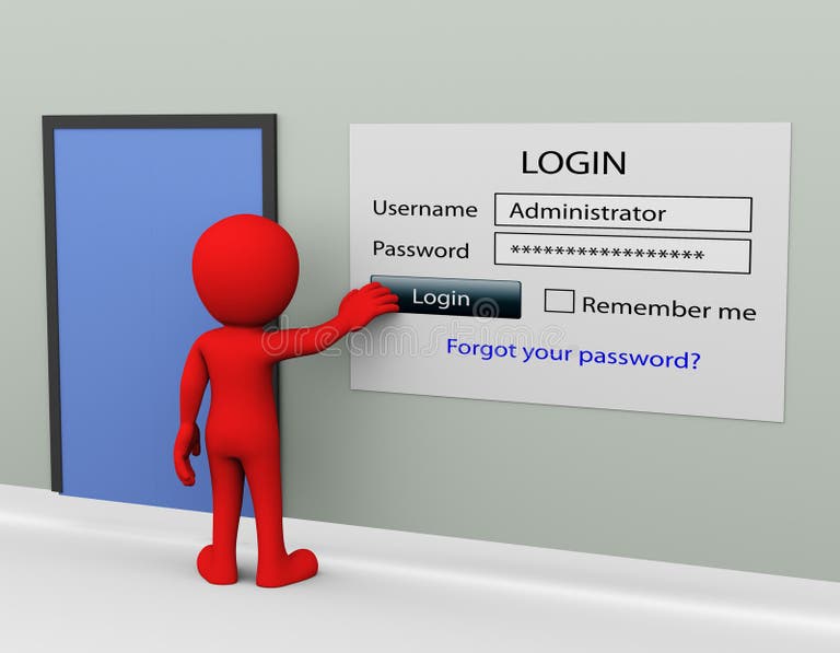 3d Man Password Login Concept Stock Illustration - Illustration of ...