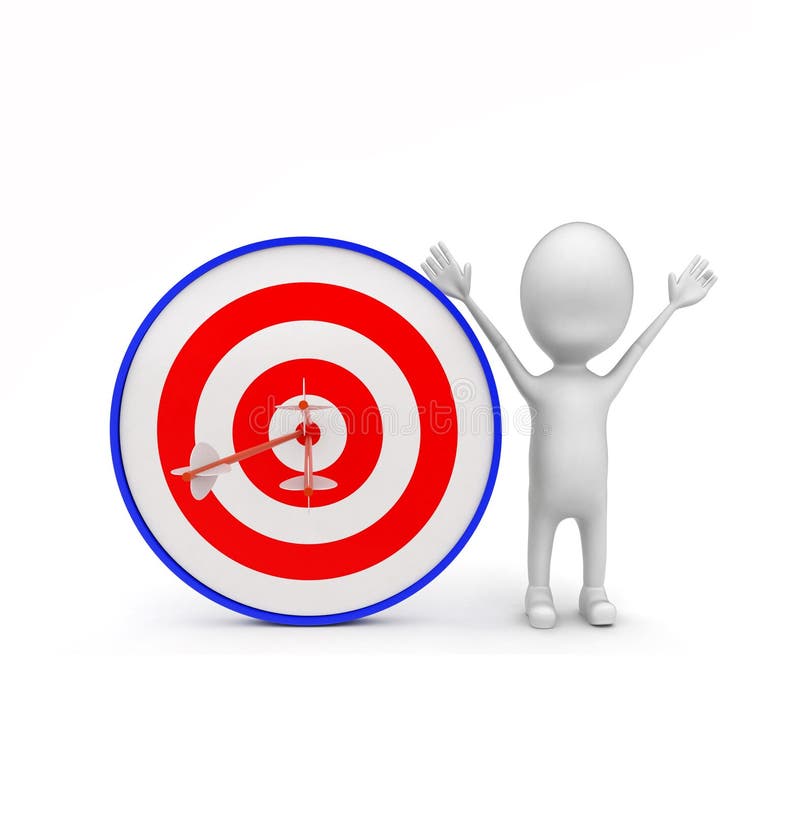 3d Man with Perfectly Aimed Arrows on Target Board Concept Stock ...