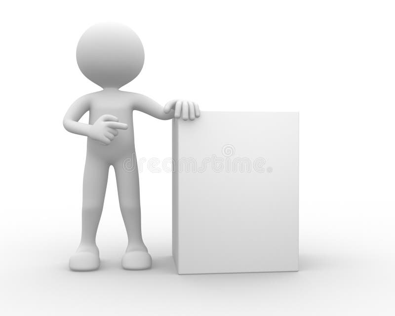 3d Man Posing Hear a White Board Stock Illustration - Illustration of ...