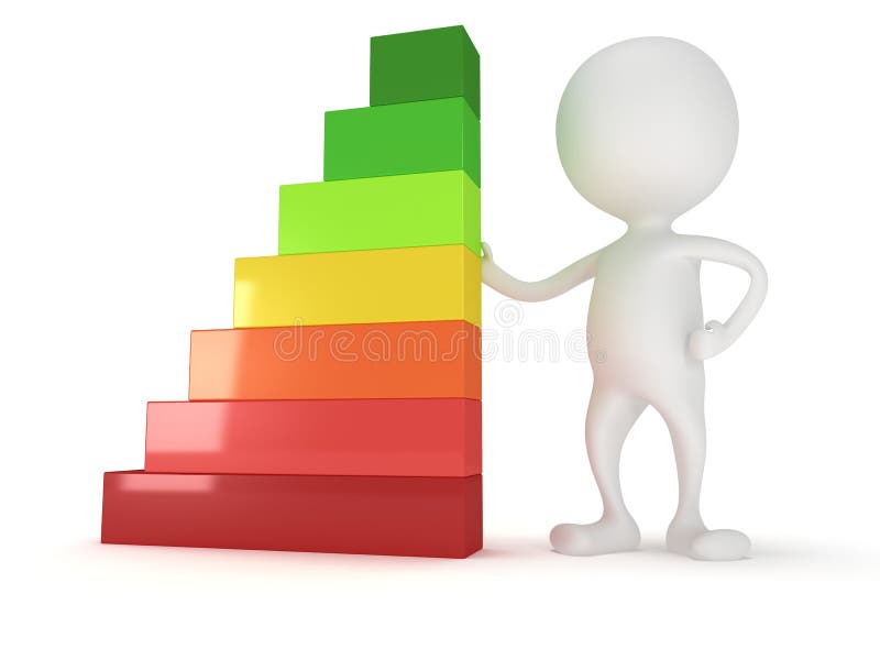 3D Man Person and Energy Efficiency Chart Stock Illustration ...