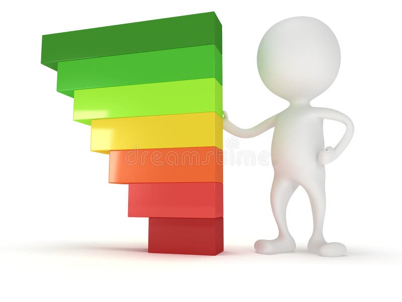 3D Man Person and Energy Efficiency Chart Stock Illustration ...