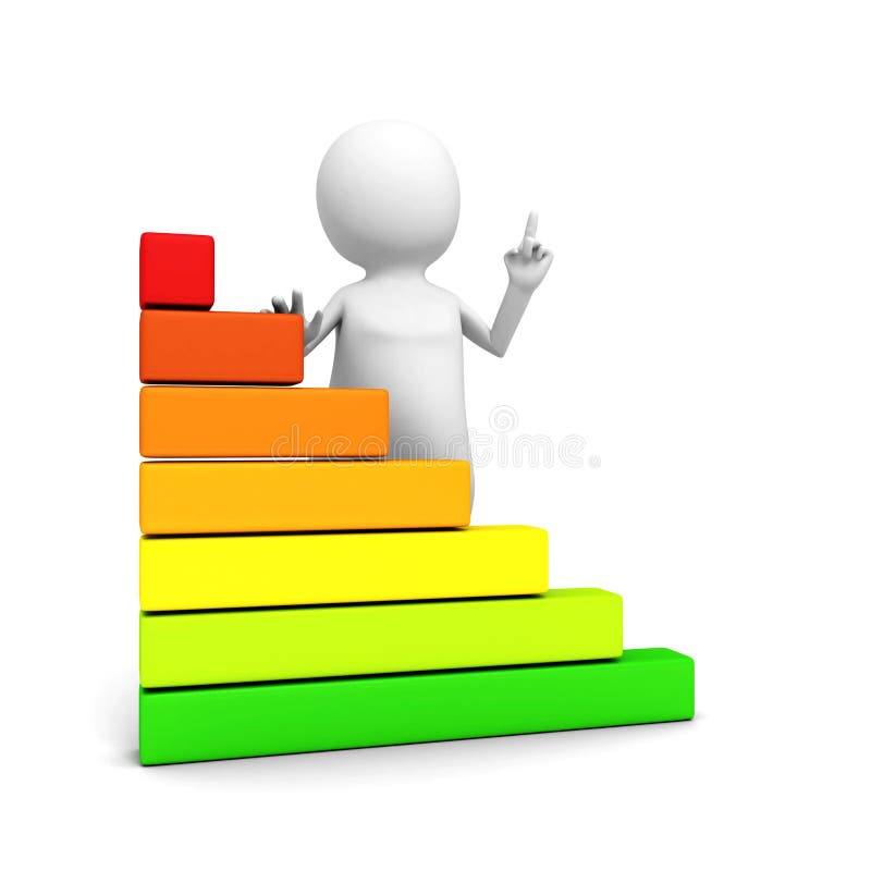 3d Man Person and Energy Efficiency Colorful Chart Stock Illustration ...