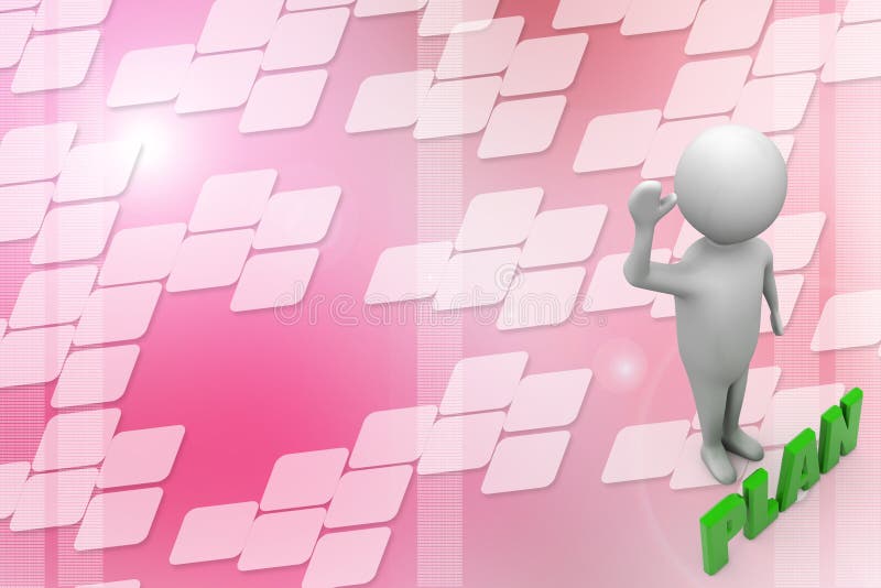 3d Man With Plan Illustration Stock Illustration - Illustration of ...