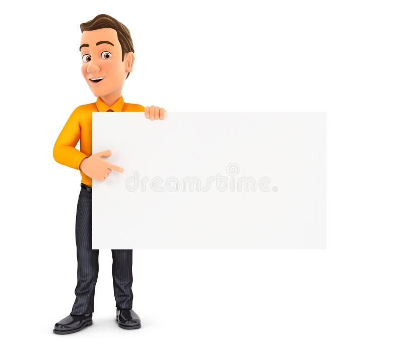 3d Man Pointing Empty Board Stock Illustration - Illustration of board ...