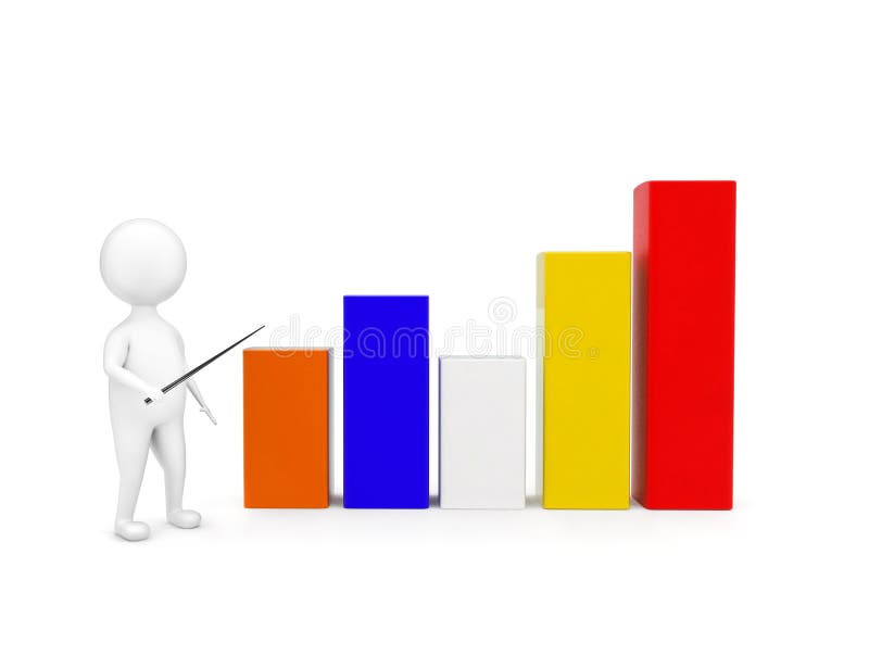 3d man graph concept stock illustration. Illustration of growth - 43050955