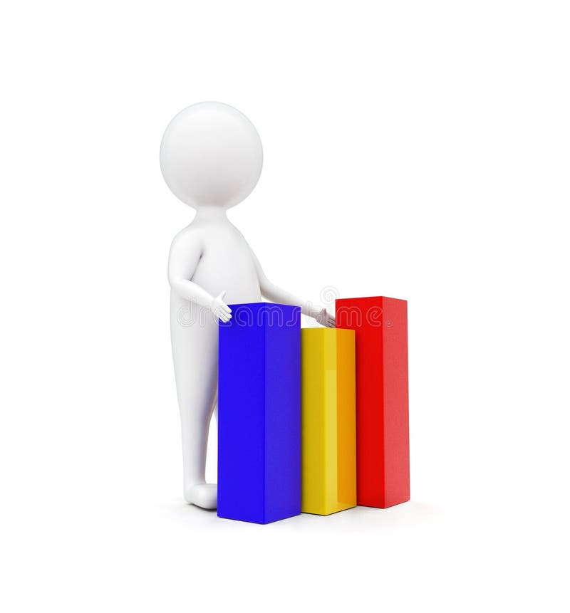 3d Man Presenting Bar Graphs Concept Stock Illustration - Illustration ...