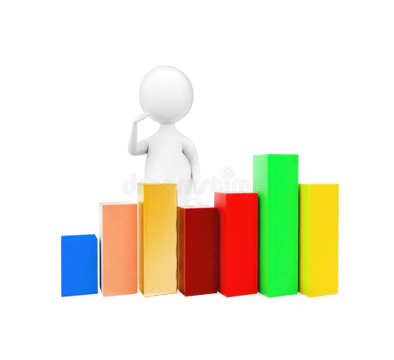 3d Man Presenting Bar Graphs Concept Stock Illustration - Illustration ...