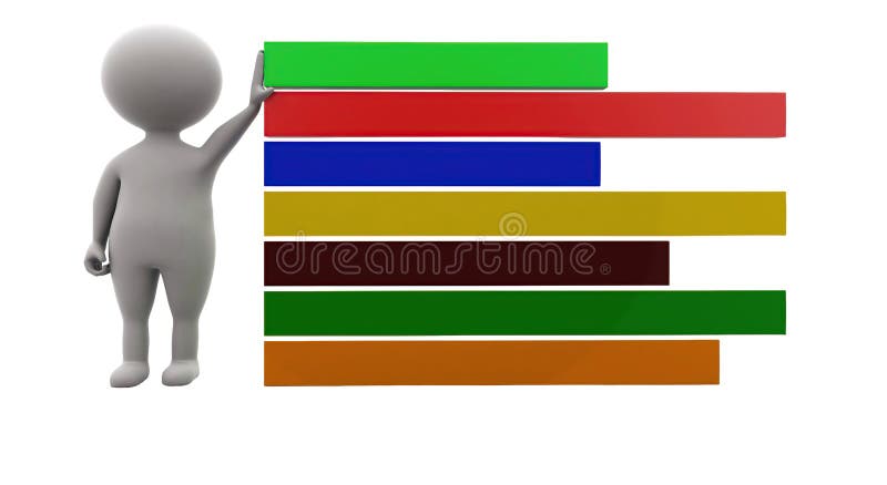 3d Man Presenting Bar Static Graph Concept Stock Illustration ...