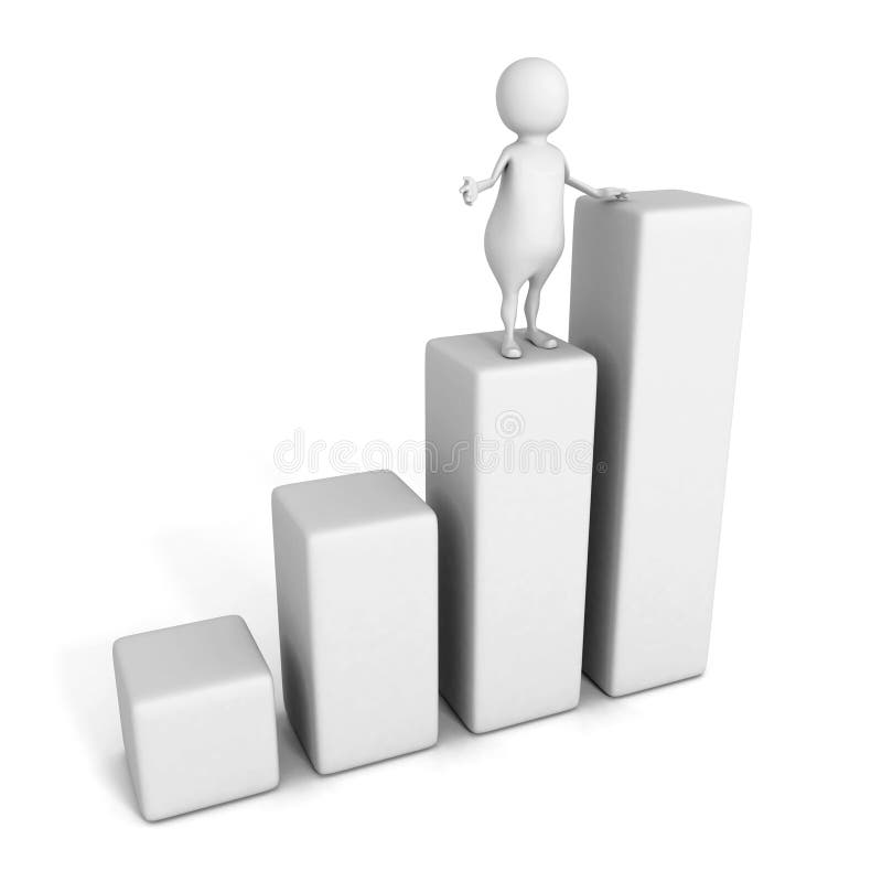 3d Man Presenting Business Growth Chart Graph Stock Illustration ...