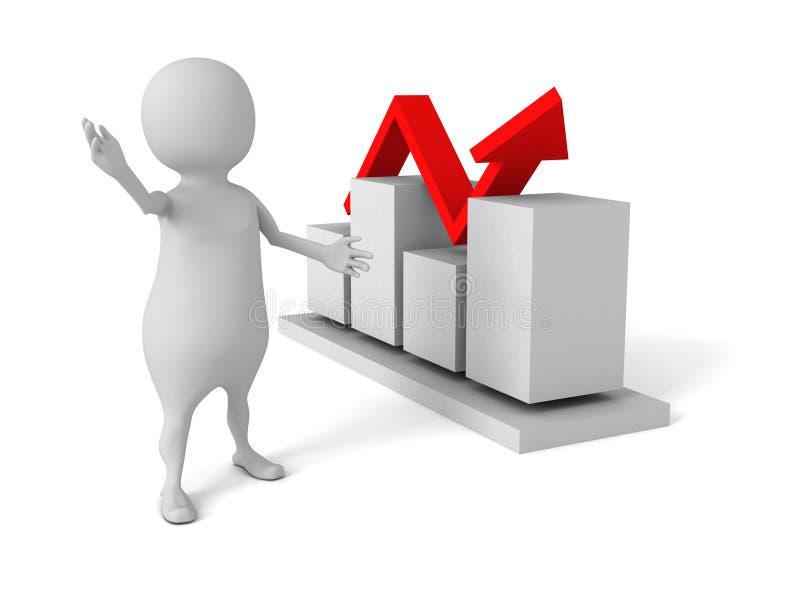 3d Man Presenting Business Growth Chart Graph Stock Illustration ...
