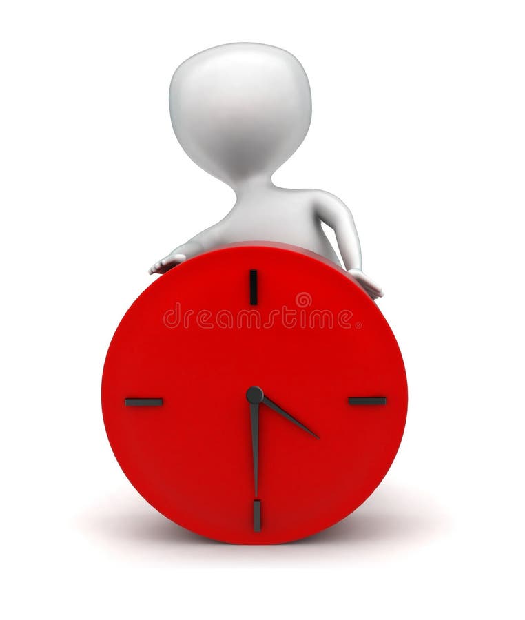 3d Man Presenting Clock Concept Stock Illustration - Illustration of ...