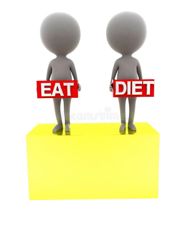 3d Man Presenting Eat Diet Concept Stock Illustration - Illustration of ...