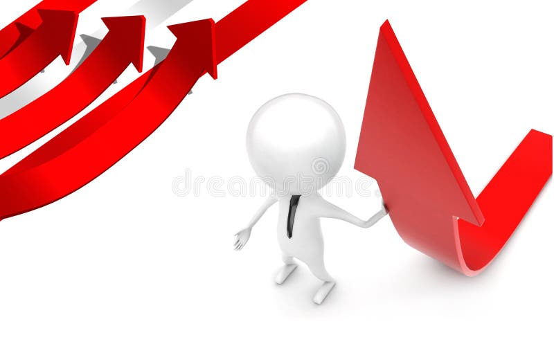 3d Man Presenting Elevated Arrows Concept Stock Illustration ...