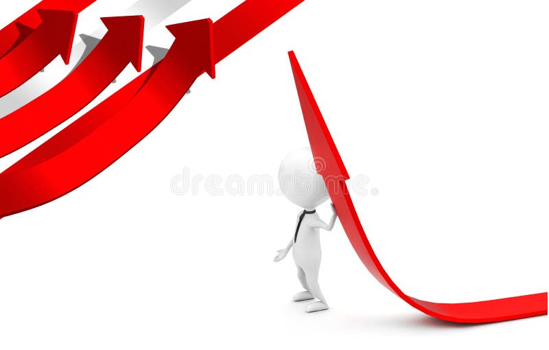 3d Man Presenting Elevated Arrows Concept Stock Illustration ...