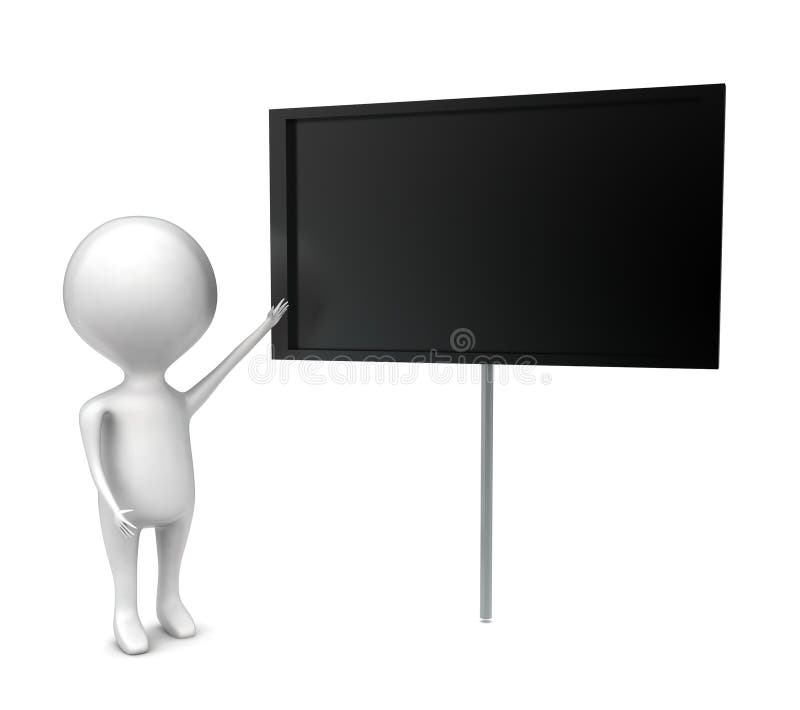 3d Man Presenting an Empty Board Concept Stock Illustration ...