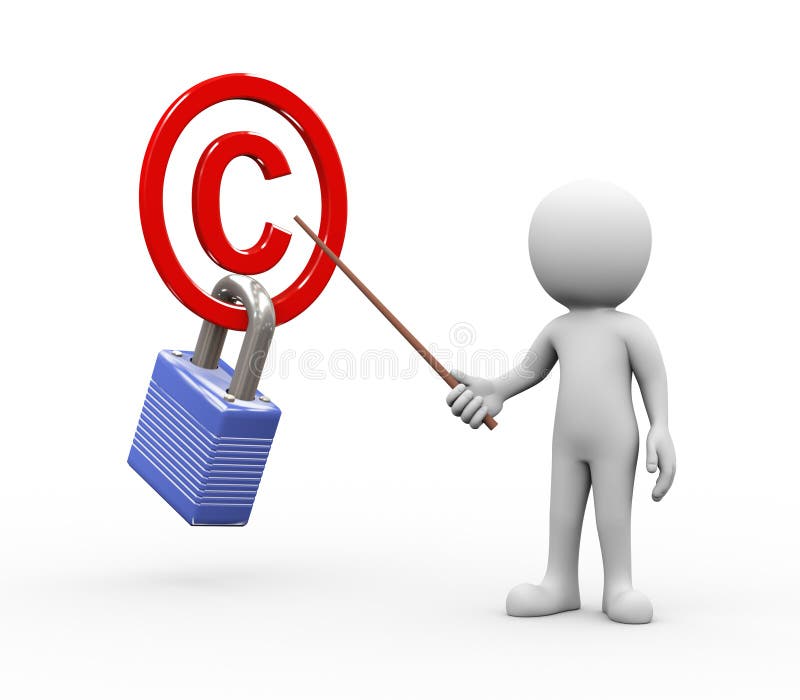 3d Man Presenting Explaining Protected Copyright Concept Stock ...