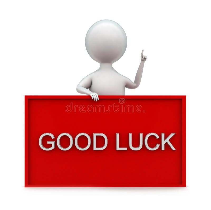 3d Man Presenting Good Luck Text Banner Concept Stock Illustration ...