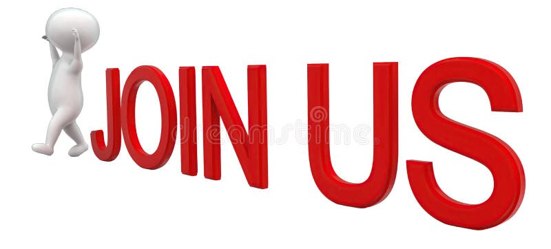 3d Man Presenting Join Us Text Concept Stock Illustration ...