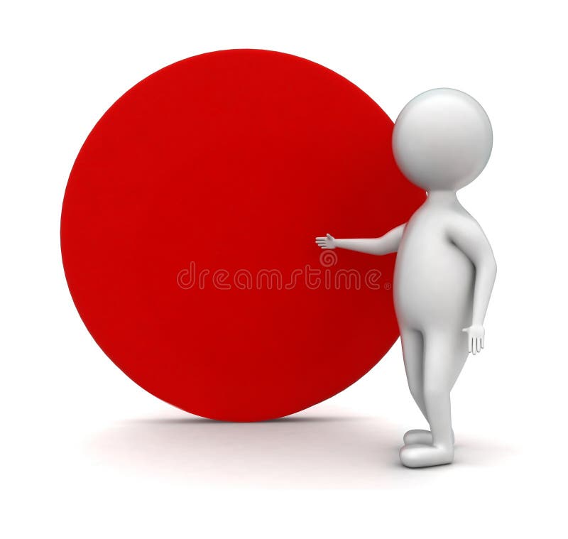 3d Man Presenting Large Circular Badge Concept Stock Illustration ...
