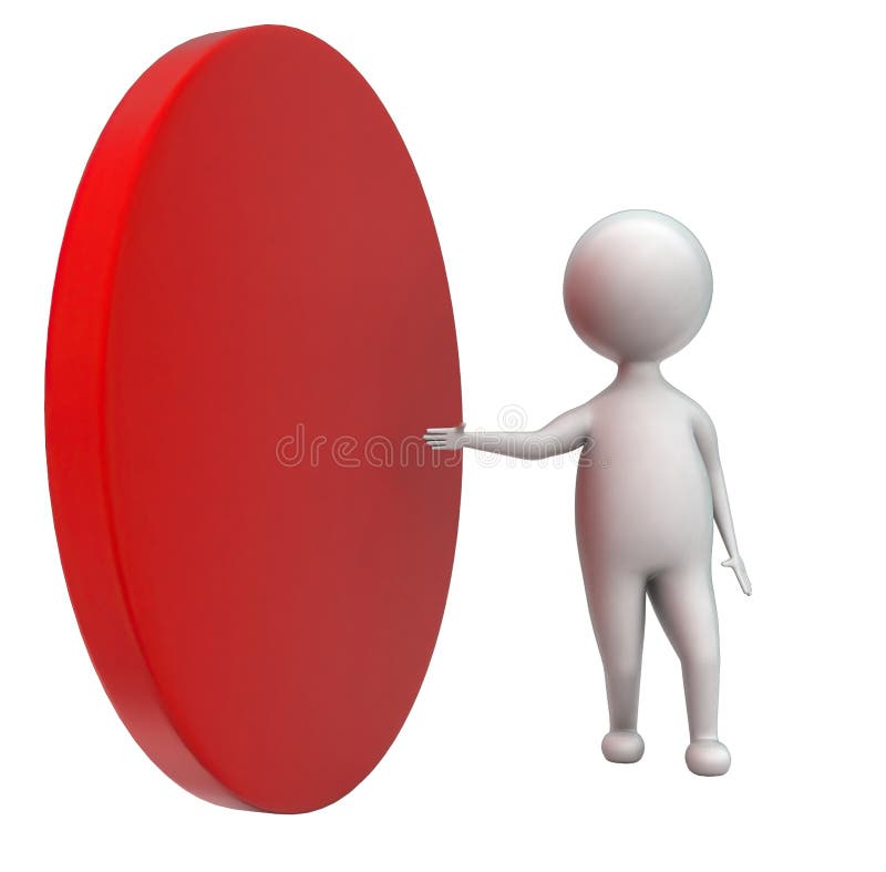 3d Man Presenting Large Circular Badge Concept Stock Illustration ...