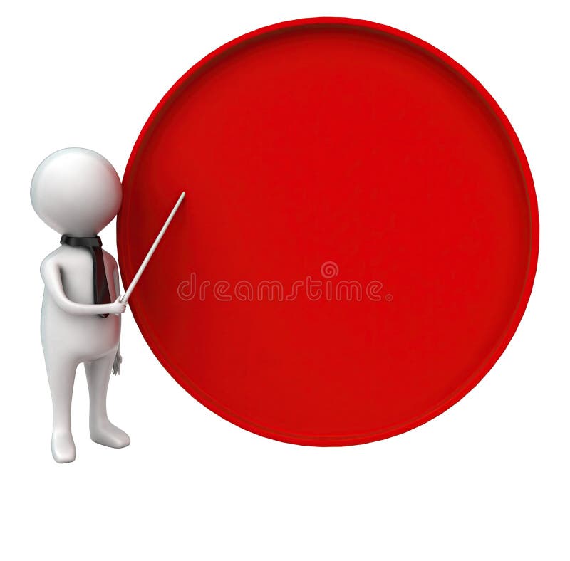 3d Man Presenting Red Circular Display Concept Stock Illustration ...