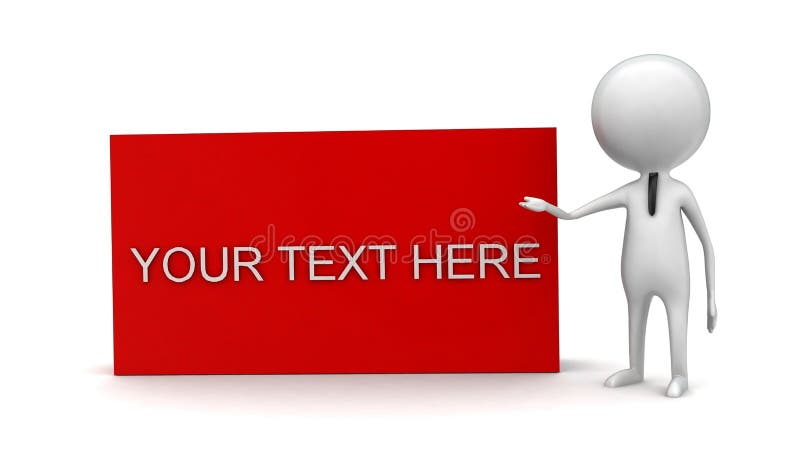 3d Man Presenting a Red Copy Space Box Concept Stock Illustration ...