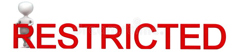 3d Man Presenting Restricted Text Concept Stock Illustration ...
