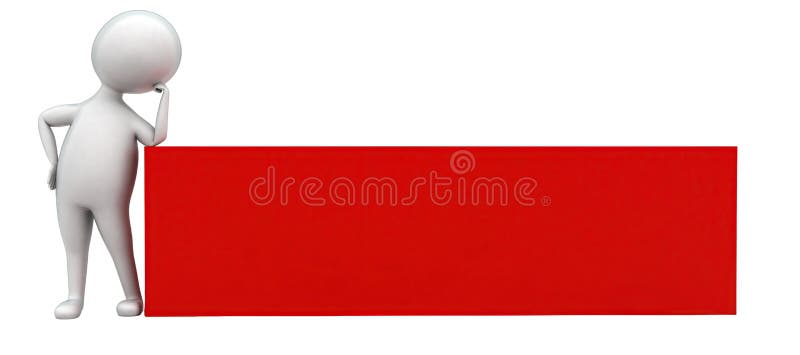 3d Man Presenting a Rextangular Red Text Logo Revealer Concept Stock ...