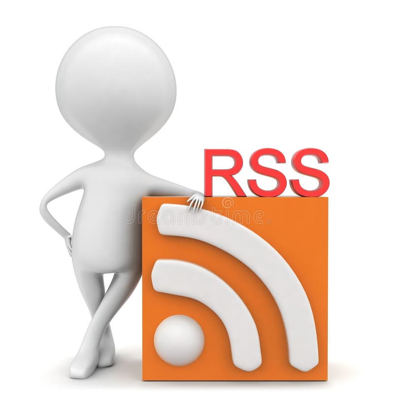 3d Man Presenting Rss Feed Concept Stock Illustration - Illustration of ...