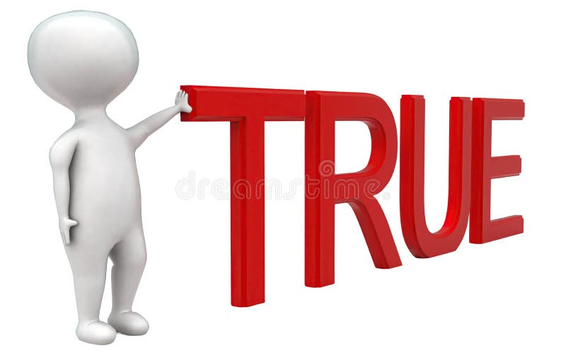 3d Man Presenting True Text Concept Stock Illustration - Illustration ...