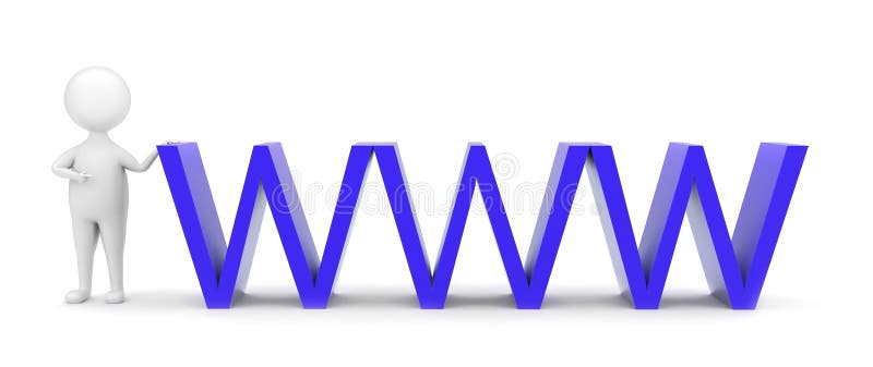 3d Man Presenting Www Text Concept Stock Illustration - Illustration of ...