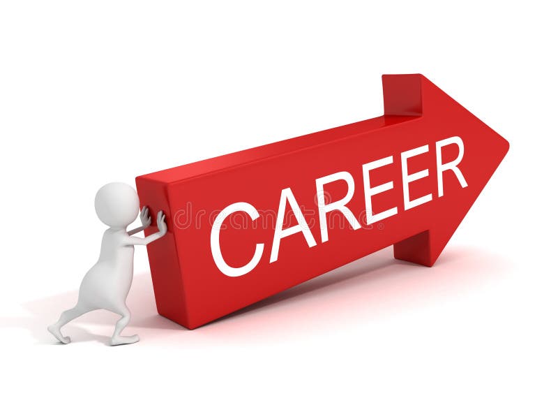 3d Man Push Forward Big Red CAREER Arrow Stock Illustration ...