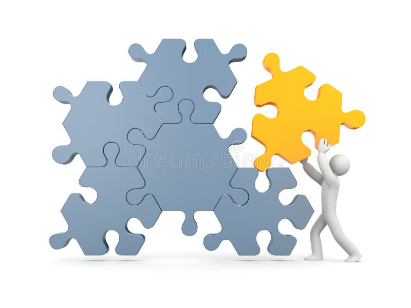 3d man push puzzle stock illustration. Illustration of icon - 62609466